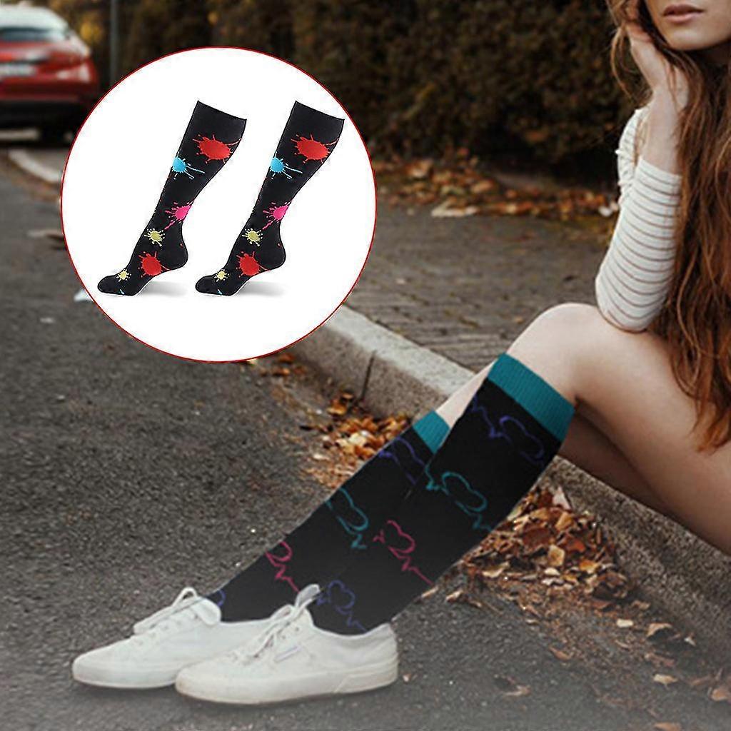 5 Pairs Women Compression Socks Knee High Stockings Gift For Runners ...