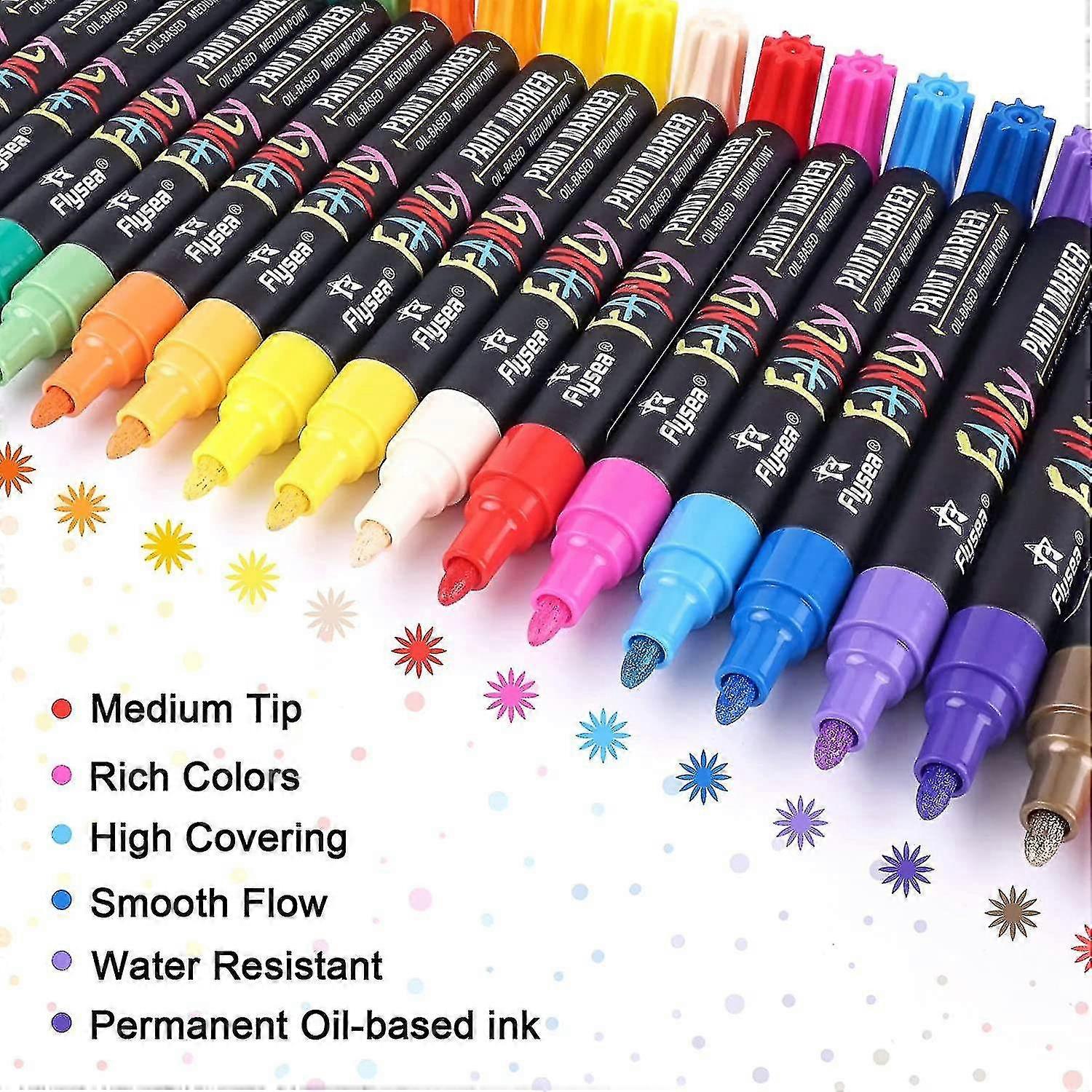 Paint Markers, 20 Colors Oil-based Waterproof Paint Marker Pen Set ...