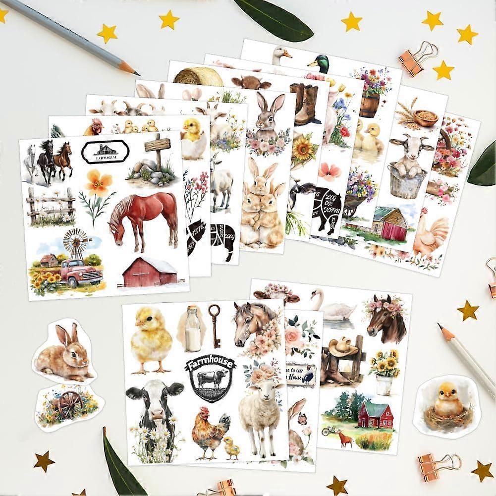 12 Sheets Farm Animal Rub on Transfer Stickers Farmhouse Rub on ...