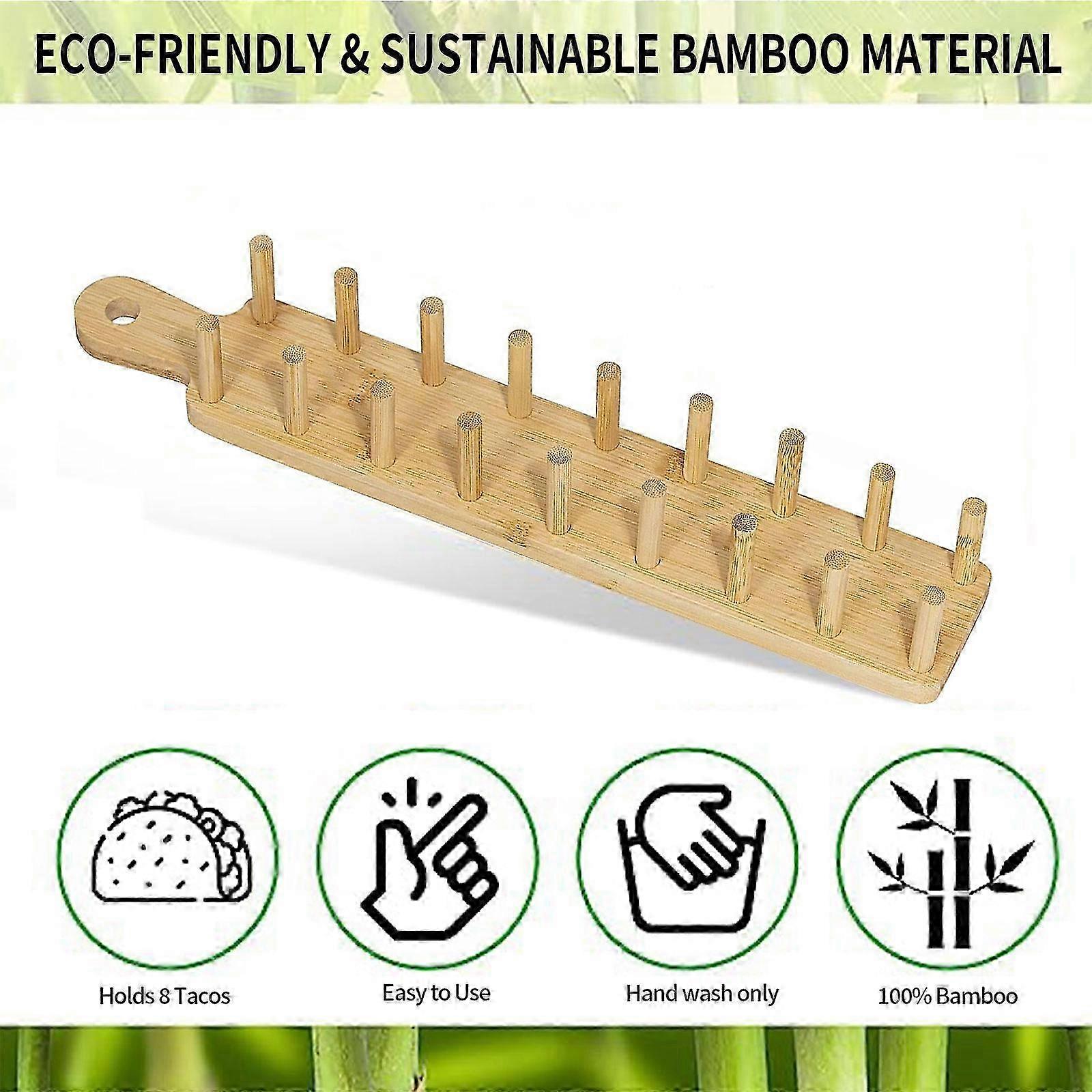 Bamboo Taco Holders, Holds 8 Tacos Each Taco Tray,Multi-Use Food Stands ...
