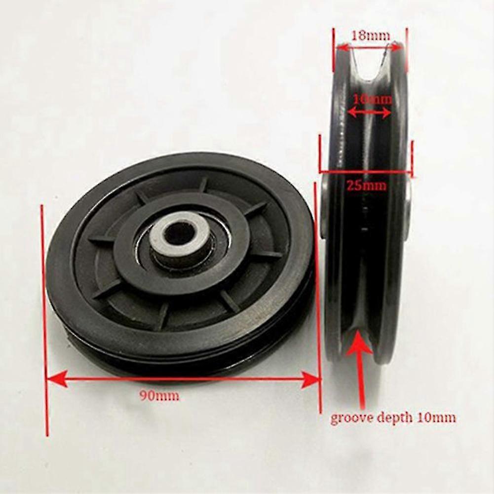 2 Pcs 90mm Pulley Rollers Nylon Bearing Pulleys Gym Equipment Parts ...