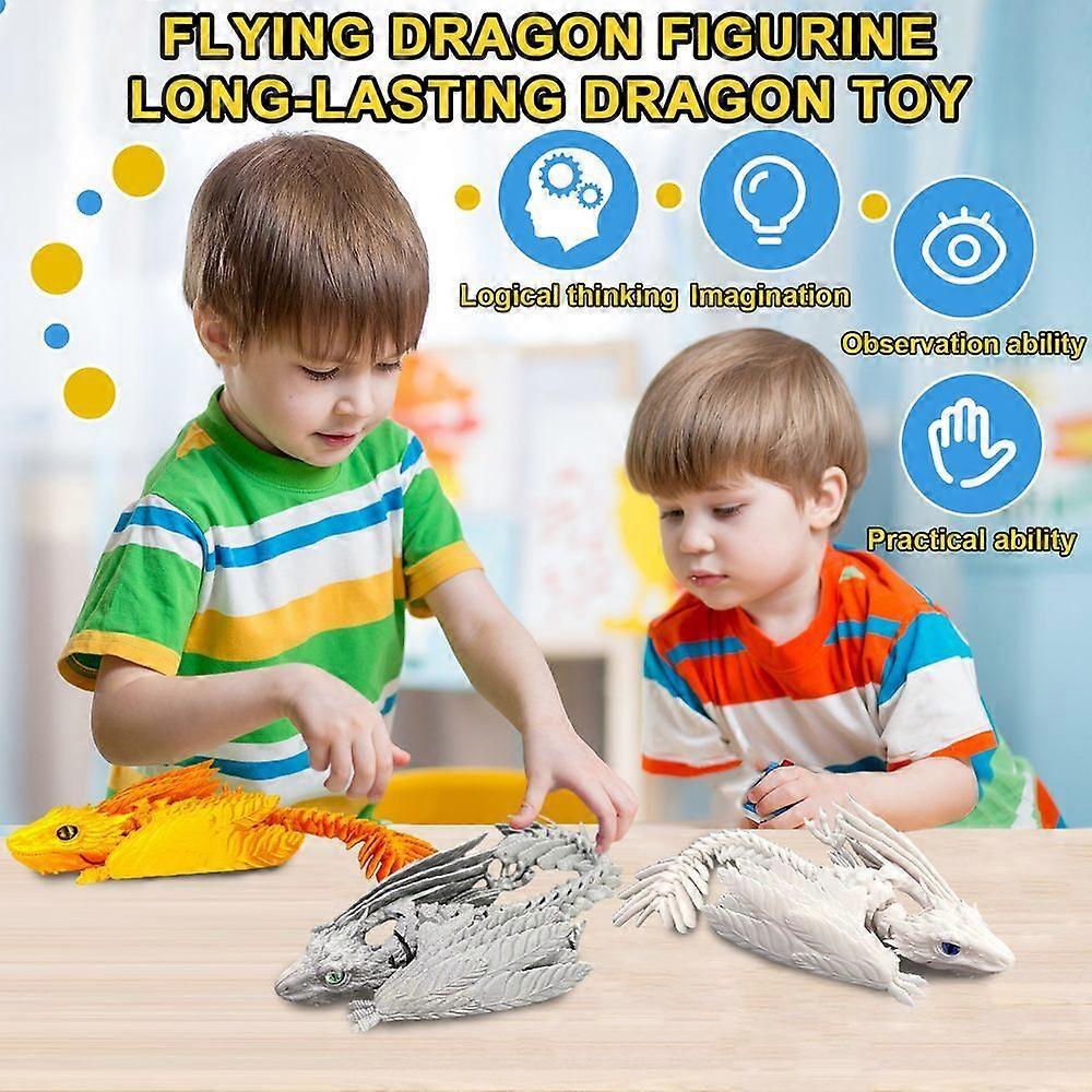 3D Printed Feather Dragon Figurine Movable Joints Flying Dragon Figure ...