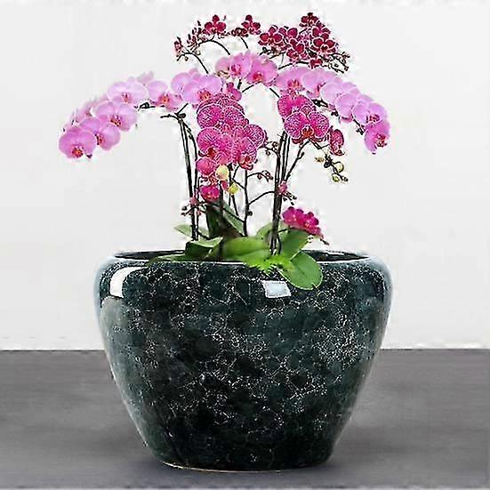 Ceramic Flowerpot Large Circular Opening Planter Pot Colored Glaze ...
