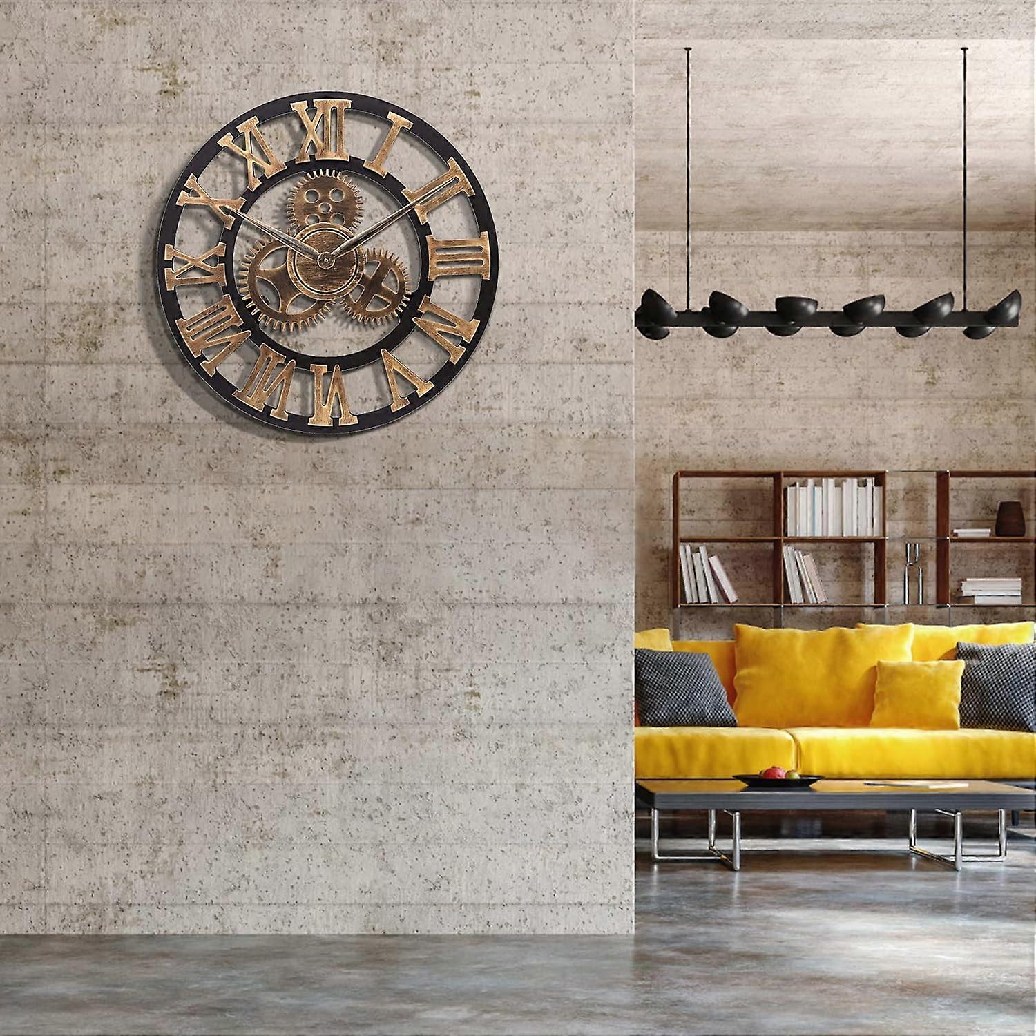 Vintage Rustic Industrial Oversized Wall Clock, With Solid Iron ...