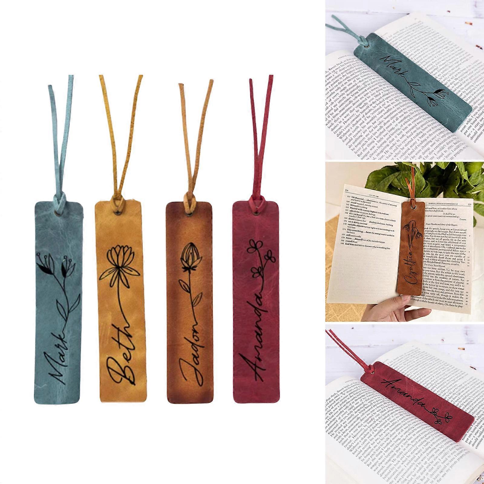 4Pcs Leather Bookmarks with Traditional Tassels Vintage Leather ...
