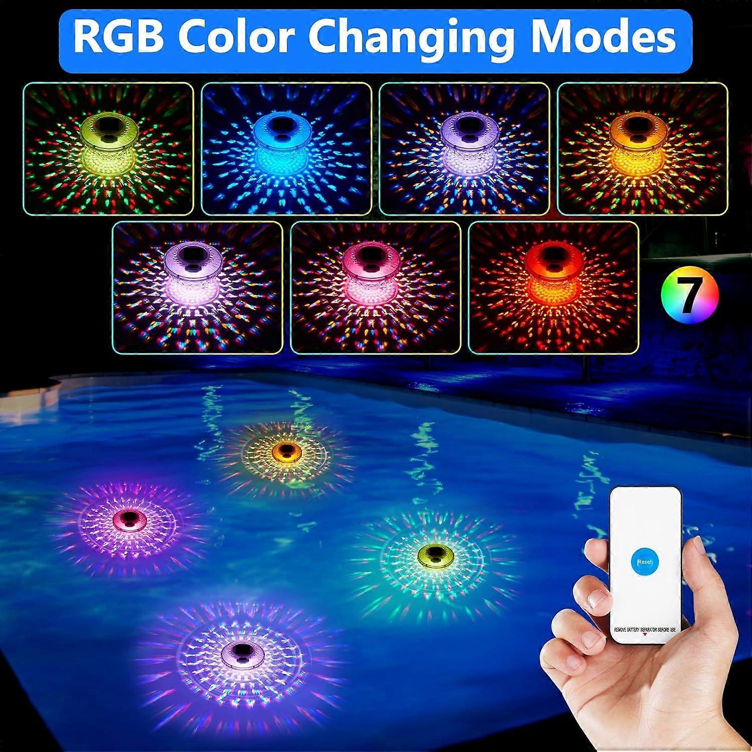 Solar Pool Chlorine Floater, RGB Color Changing Floating Pool Chlorine ...