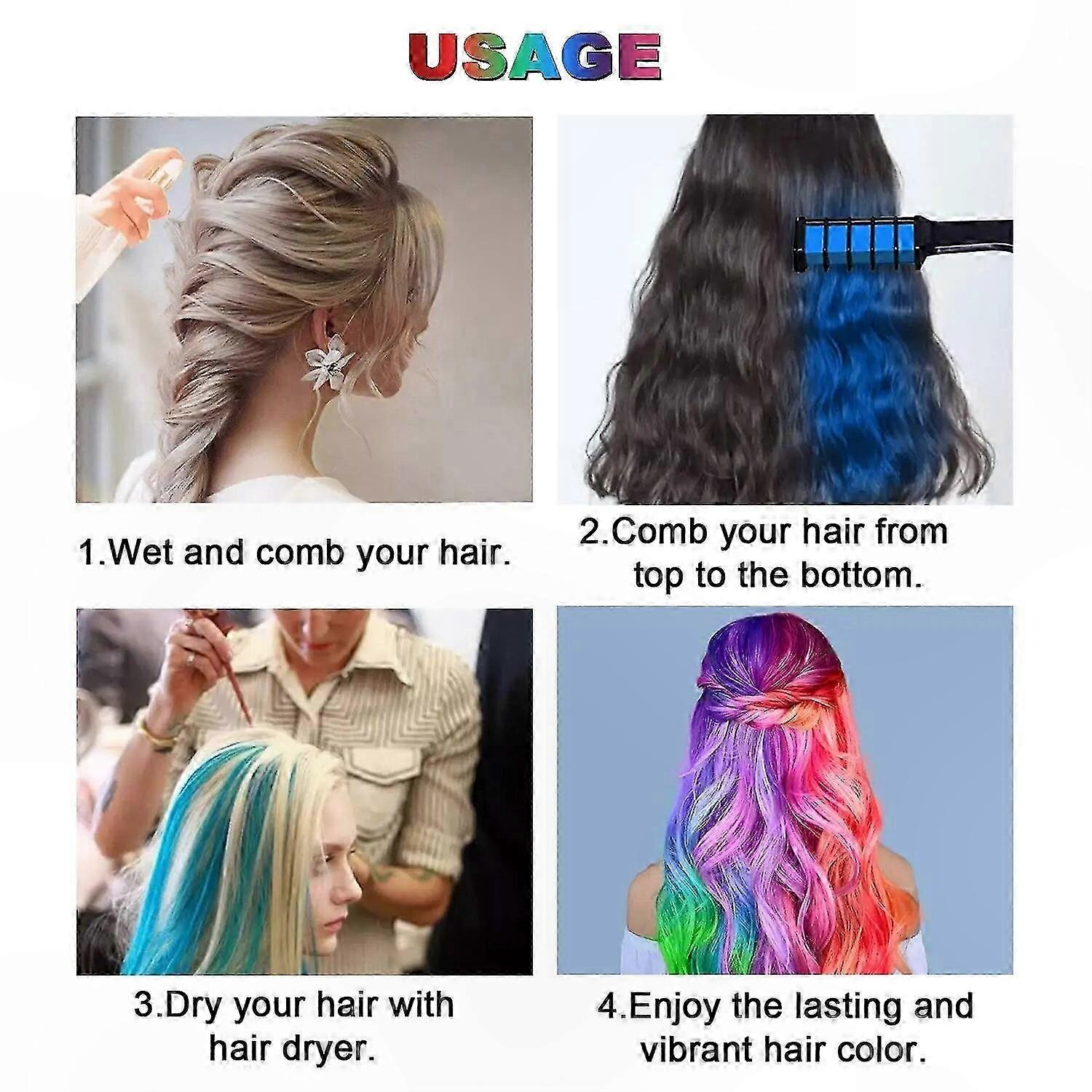 10-Pack Kids Multicolor Hair Dye Comb Sets Fashion Toy Hair Coloring ...