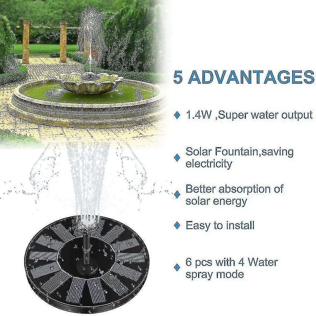 Solar Fountain,1.4w Solar Pond Pump With 4 Effects | Maximum 70cm ...