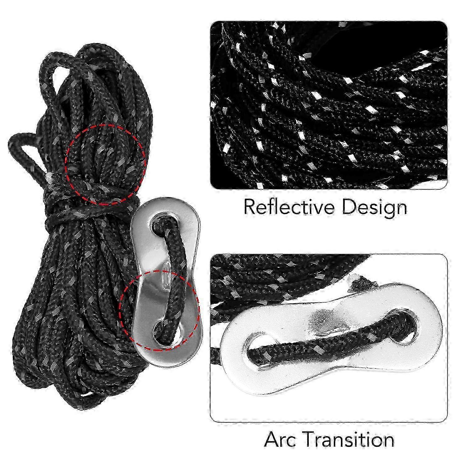 3mm 13ft Tent Cord Tensioner Set Reflective Rope With Adjuster Camping ...