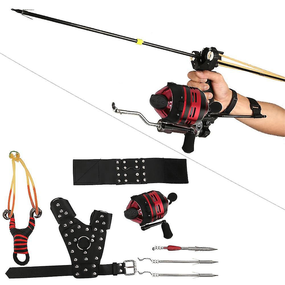 Outdoor Metal Bow Fishing Spincast Reel Kit Set Fish Hunting Shooting ...