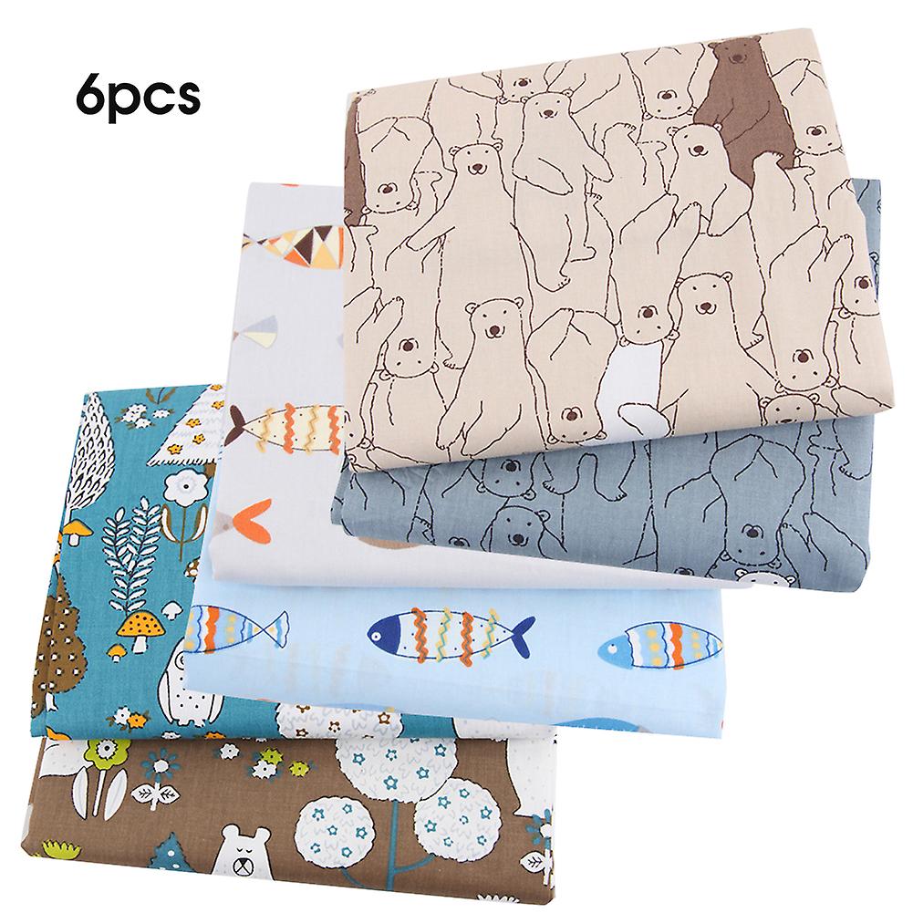 6pcs Cotton Twill Fabric Mixed Pattern Color Cloth Handcraft DIY Baby ...