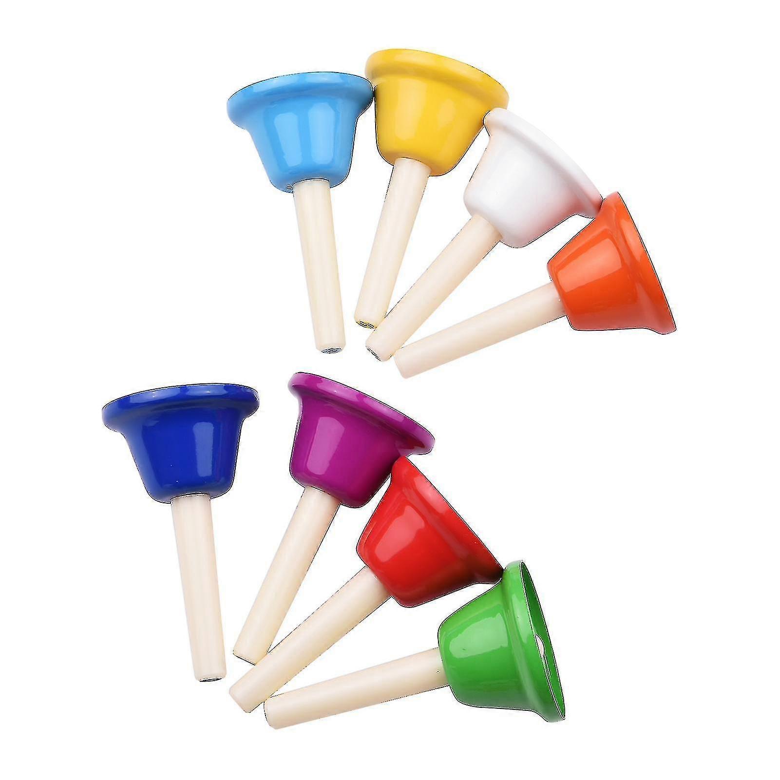 8pcs Colorful Handbell 8 Note Diatonic Metal Hand Bells Set Tinkle ...