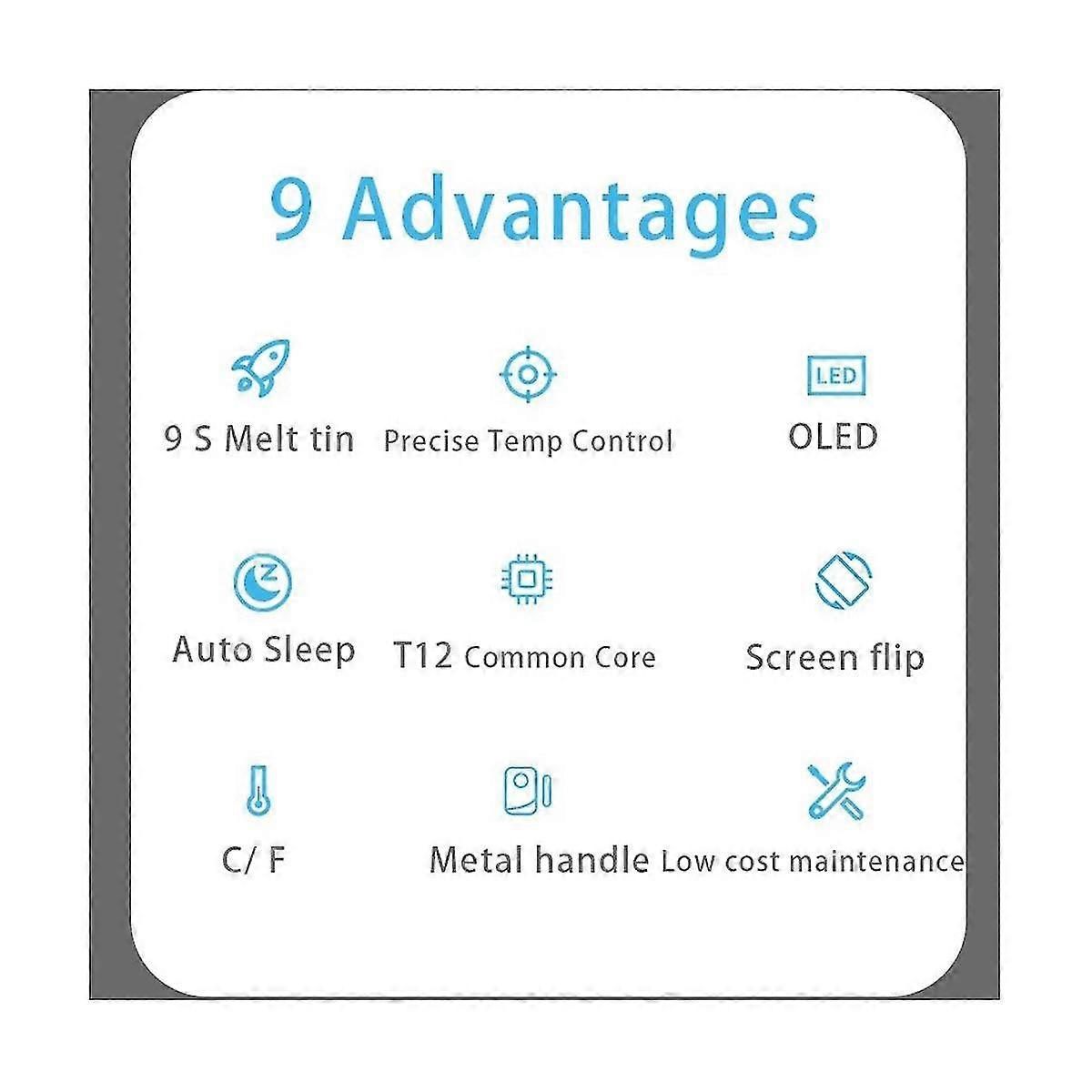 PTS100 T12 5-20V PD65W Portable Electric Soldering Iron Metal Body Temperature Adjustable Solder ...