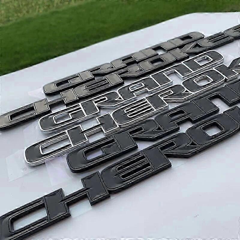3D ABS Chrome Black Logo Grand Cherokee Emblem Letters Nameplate Car ...