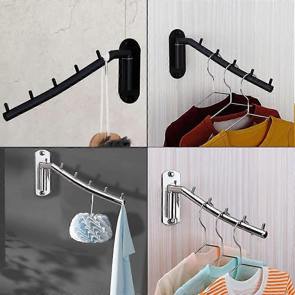 Folding Wall Mounted Clothes Hanger Rack with Swing Arm Heavy Duty Coat ...
