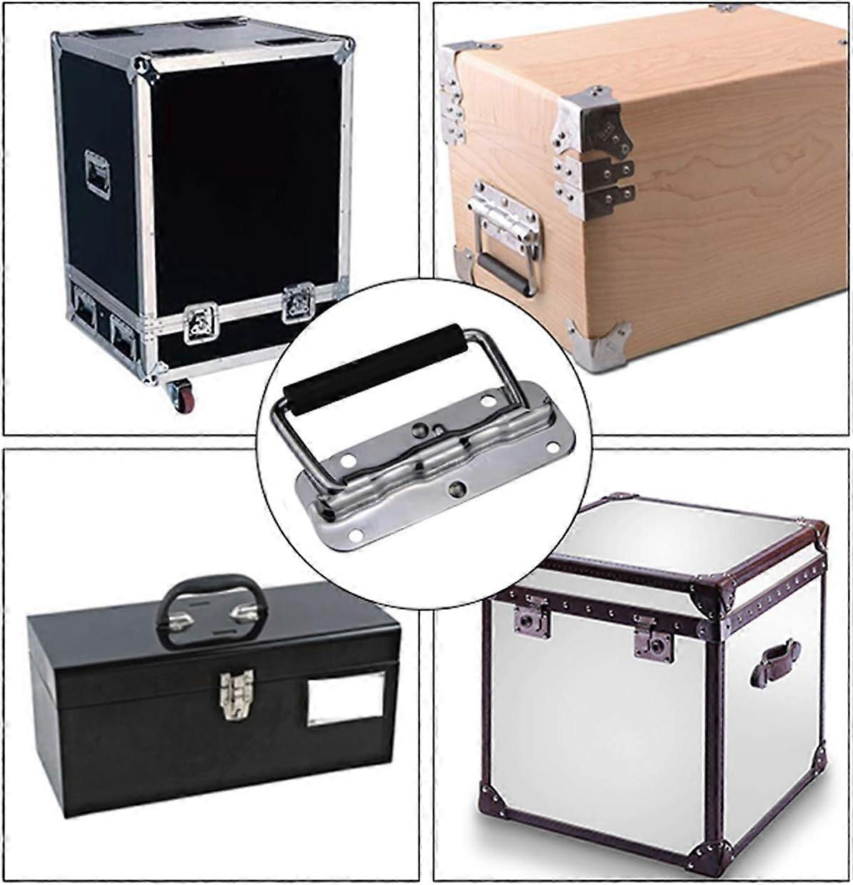 2 Pack Stainless Steel Handles Folding Spring Loaded Handle Metal Trunk ...