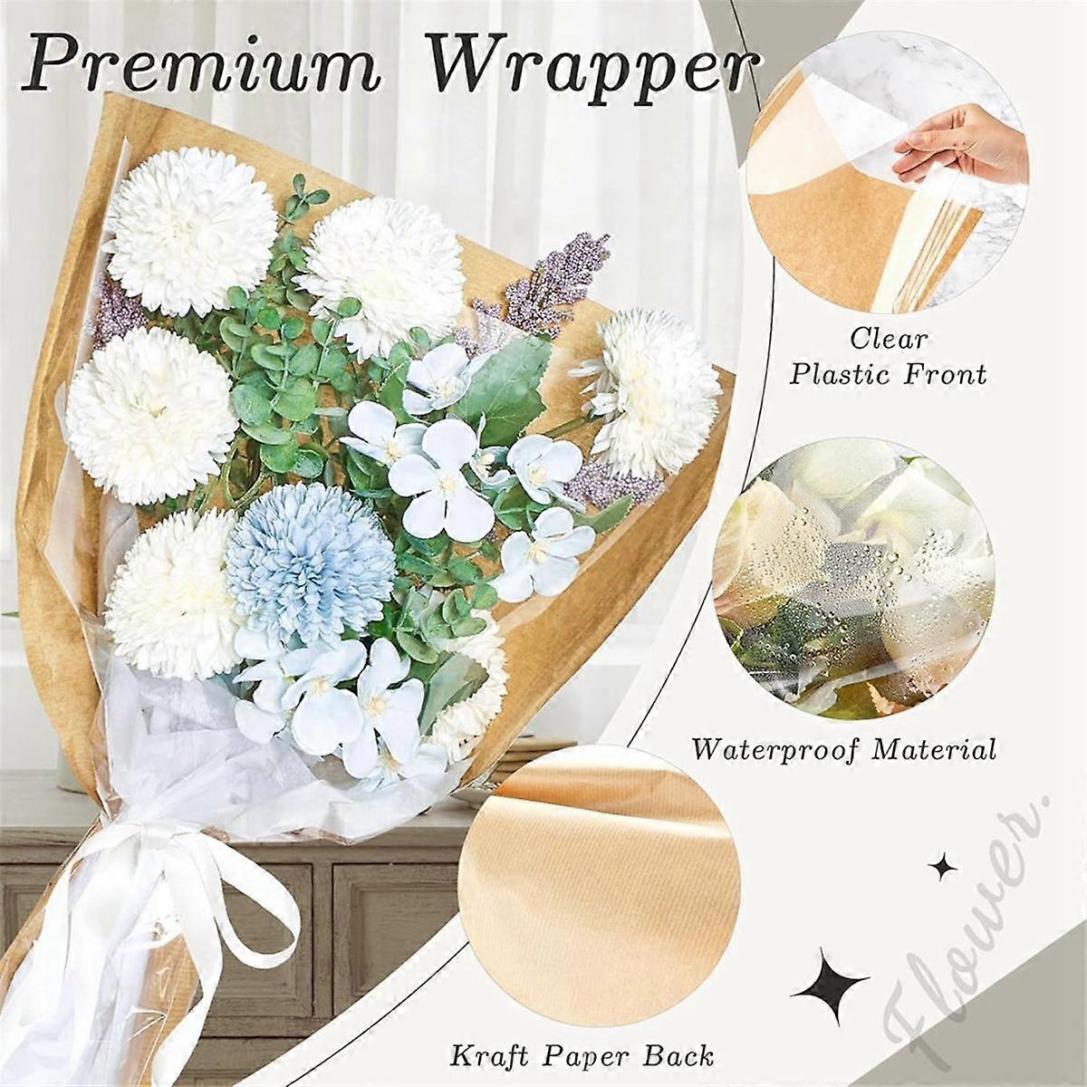 50 Pack Flower Sleeves for Bouquet, 14 X 22 Inches Flower Wrapping ...
