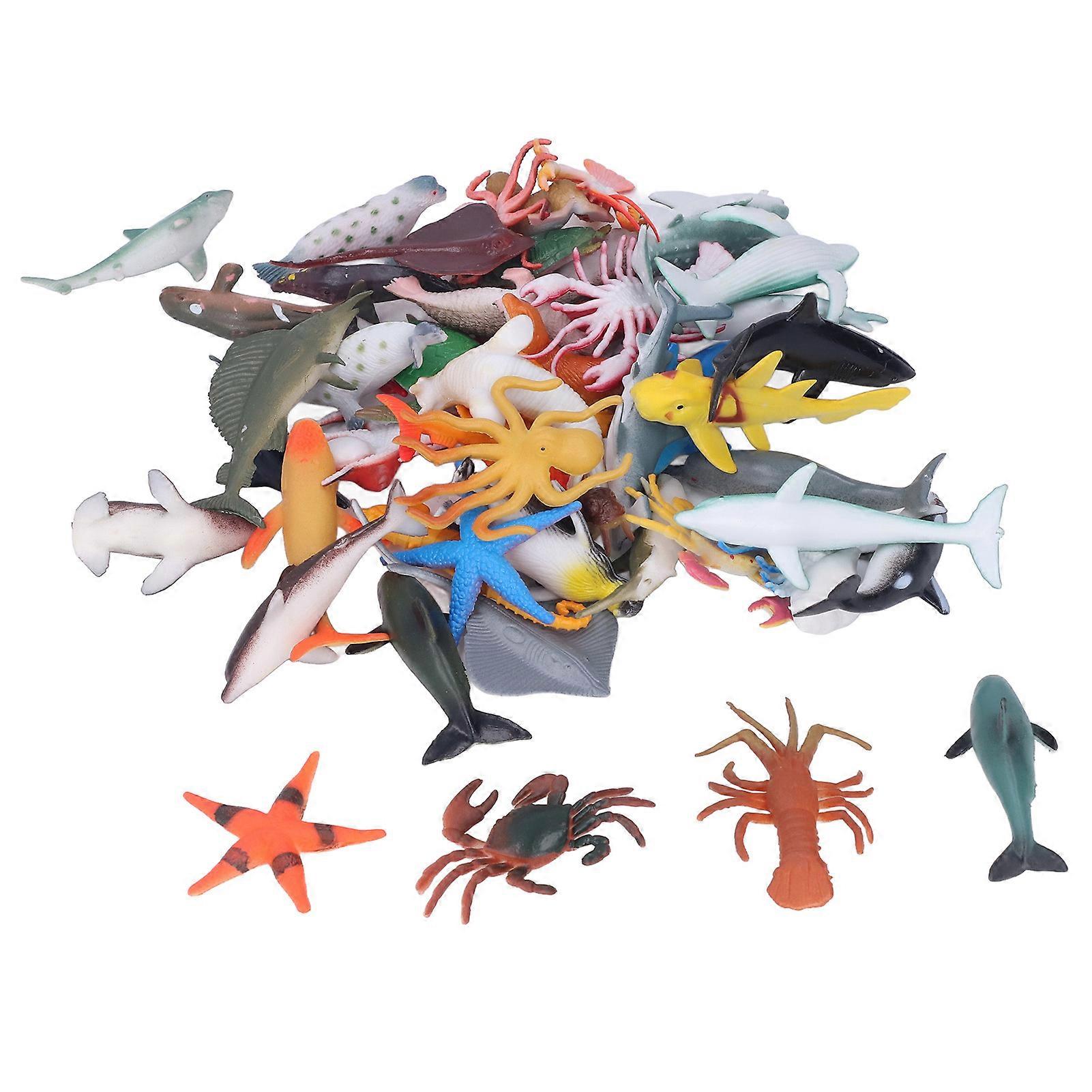 48pcs Sea Animals Toys Safe Harmless Plastic Educational Mini Size ...