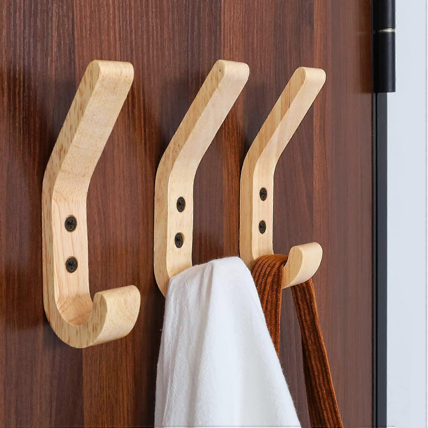 4 Pcs Wooden Coat Hooks, 155 mm J Type Clothes Hooks, Coat Hooks for ...