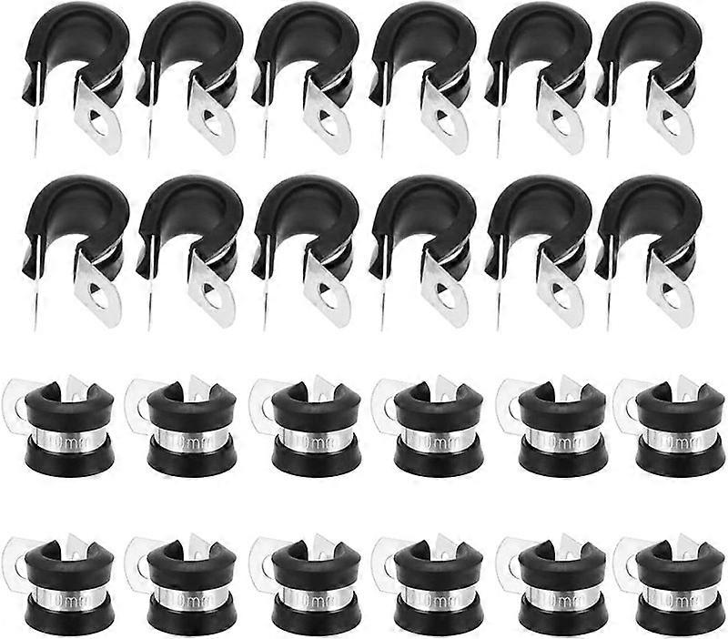 24pcs Stainless Steel Hose Clamps 10mm Tube Clamps P-clips with Rubber ...