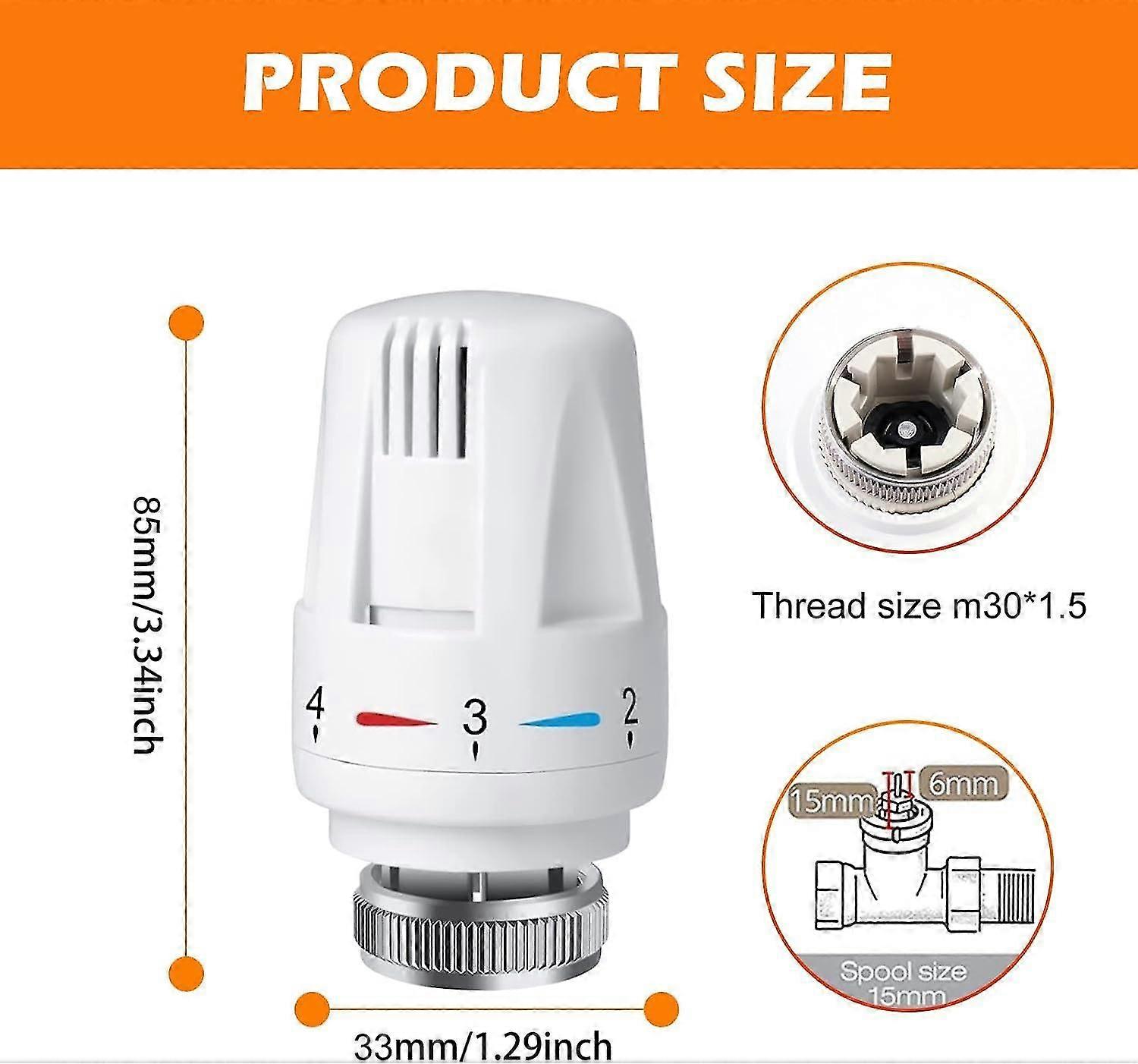 Set Of 4 Thermostatic Heads, Thermostat Heating For Thread M30 X 1.5 ...