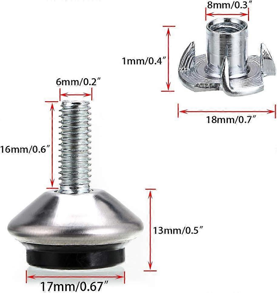 M6 Adjustable Swivel Leveling Feet 12 PCS Heavy Duty Furniture Table ...