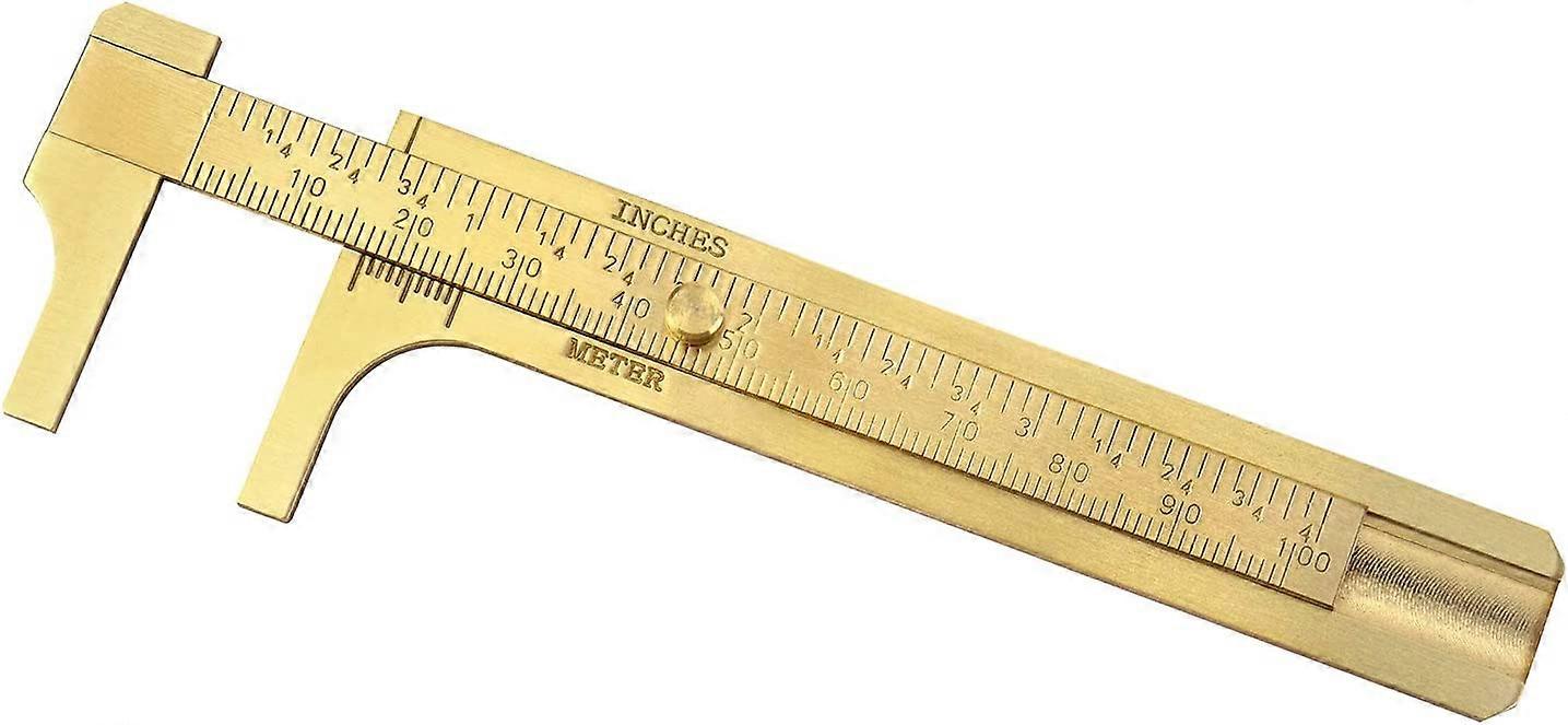 4 Inch Vernier Caliper, Brass Sliding Double Scale Handy Gauge Ruler ...