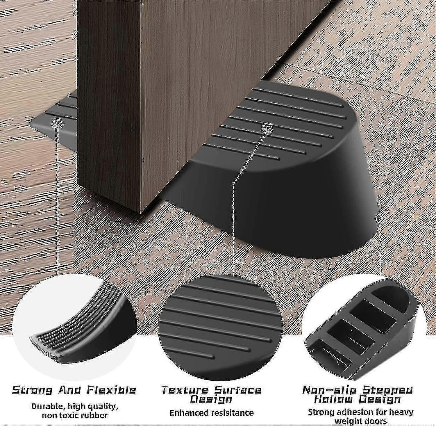 Door Stops, Extra Large Rubber Door Wedges Heavy Duty Black Door ...