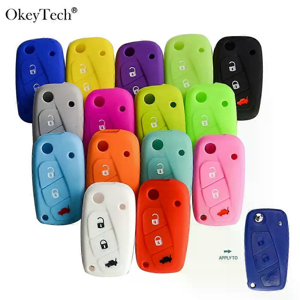 OkeyTech 3 Buttons Keys Car Key Case Rubber Cover For Fiat Panda Stilo ...