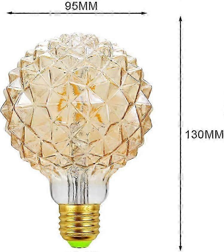 Vintage Amber Glass Led 4W 360Lumens Super Warm Yellow 220/240V E27 ...