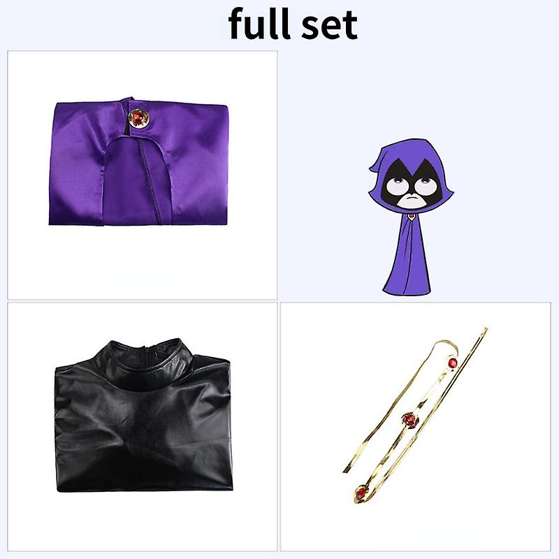 Anime Teen Titans Raven Cosplay Costume Superhero Cloak Jumpsuits ...