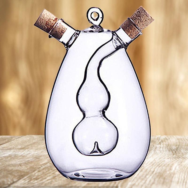 Anti-leak Oil Pot Glass Condiment Cruet Bottles Double Pourer Spout ...