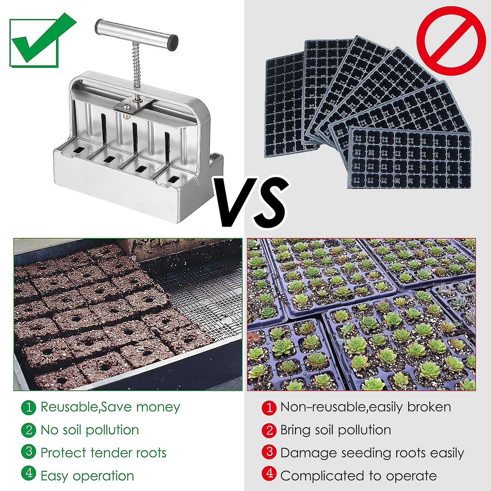 Soil Blocker Soil Block Maker 2 Inch 8 Cell Soil Blocking Tool Kit With ...