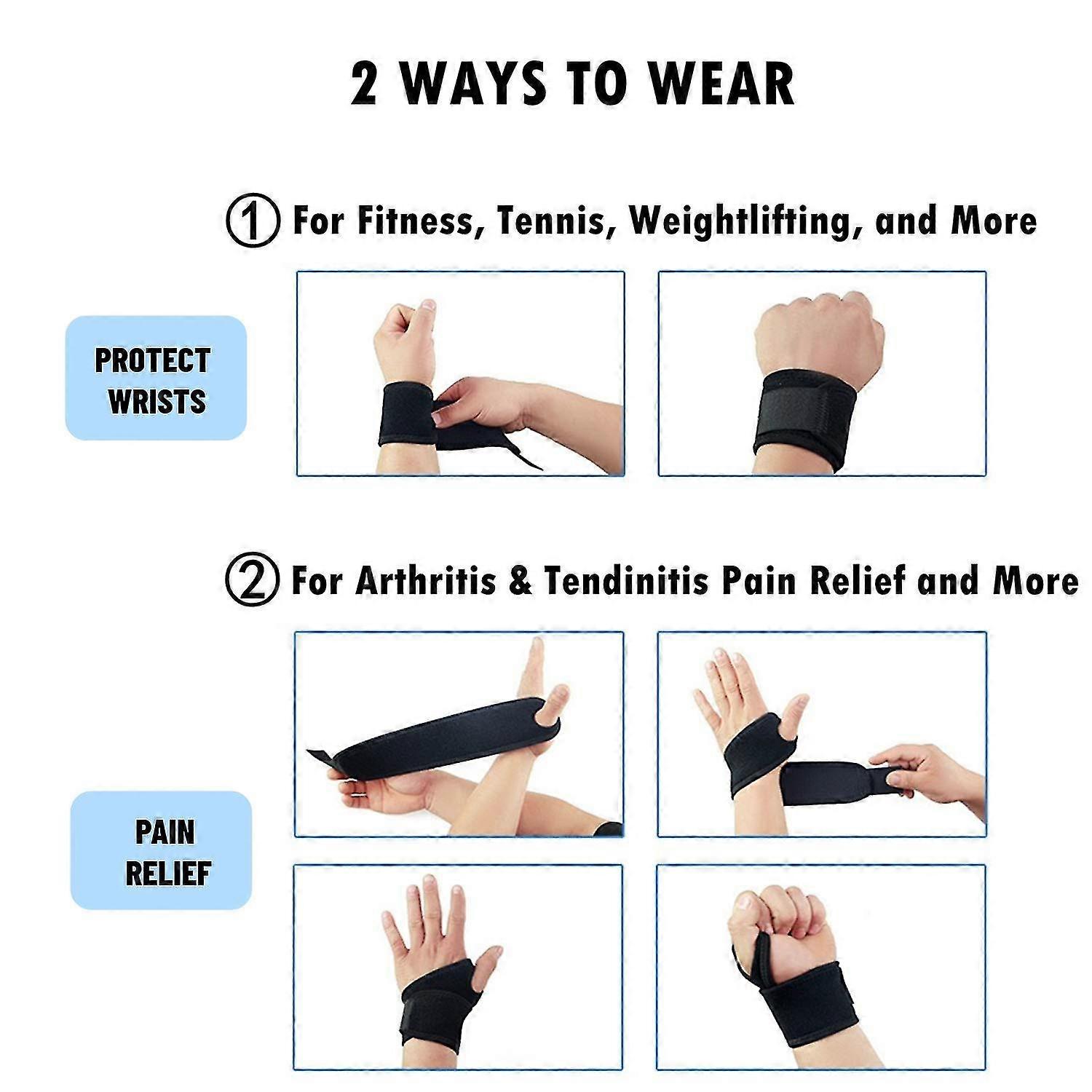 2 Pack Adjustable Sport Wrist Brace, Wrist Support, Wrist Wrap, Wrist ...