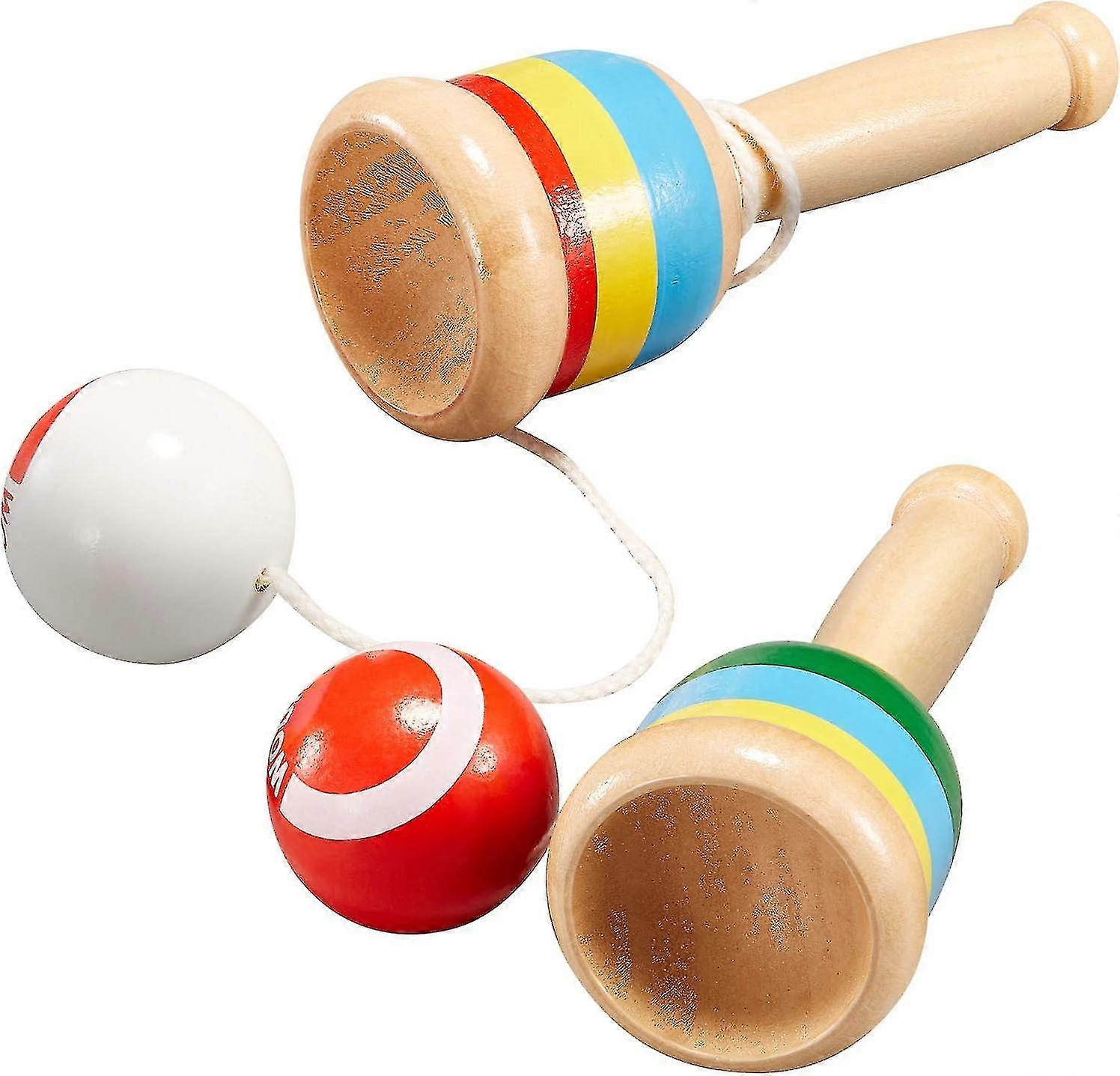 2-piece Jack Games Paddle Ball String Cup And Ball Games Mini Wood ...
