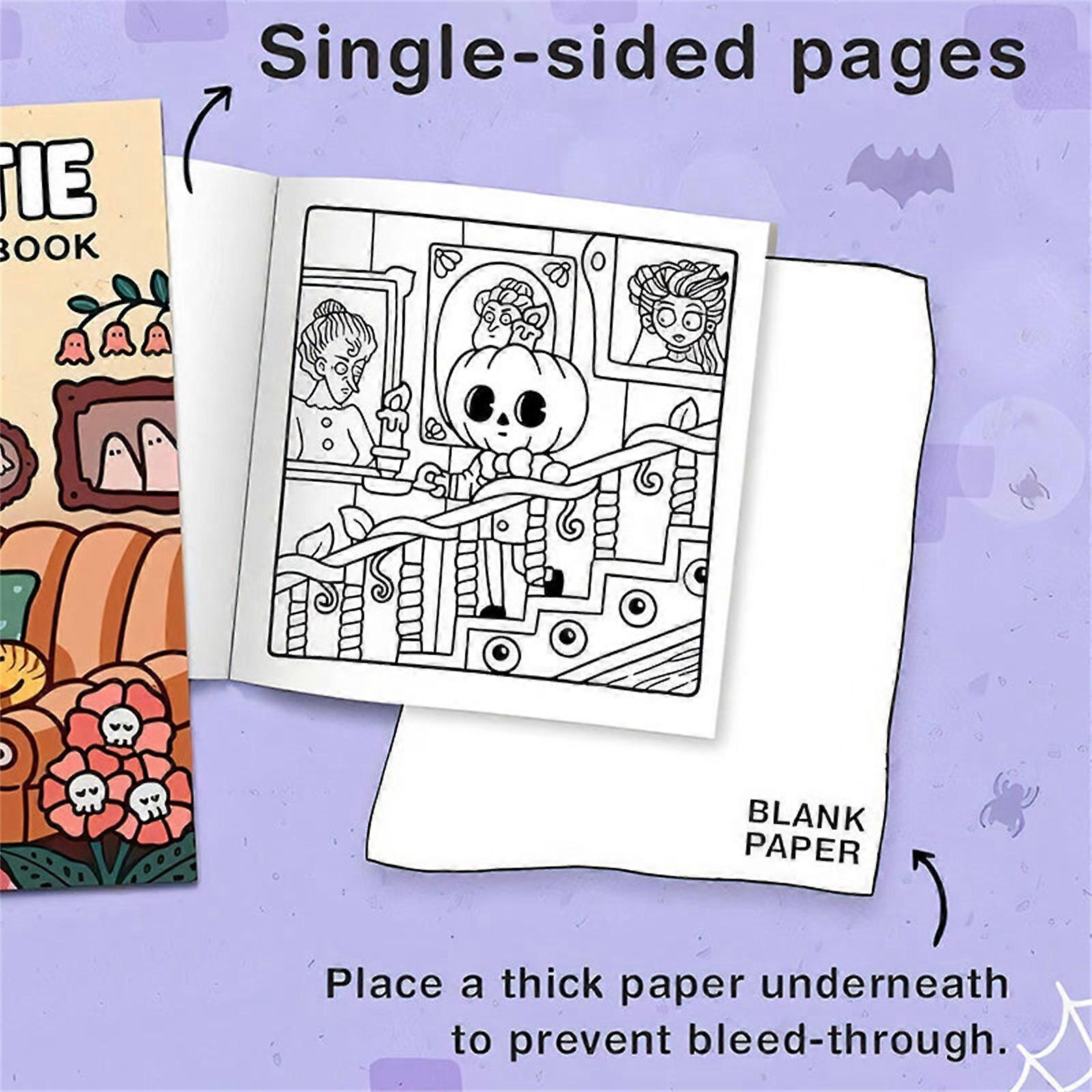 Coloring Book For Adults And Teens Halloween Theme Featuring Adorable ...