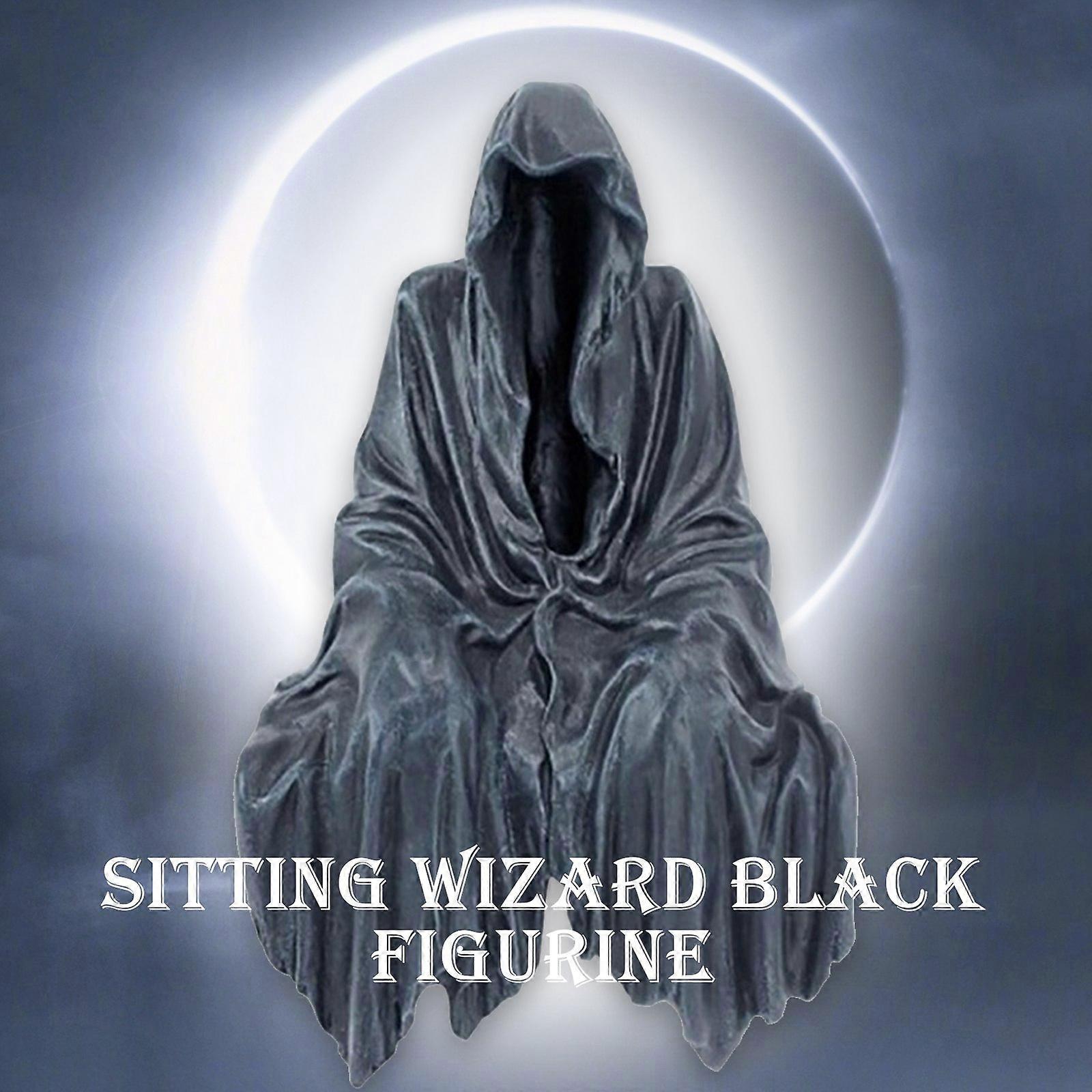Sitting Wizard Black Figurine For Shelf Decoration table decoration ...