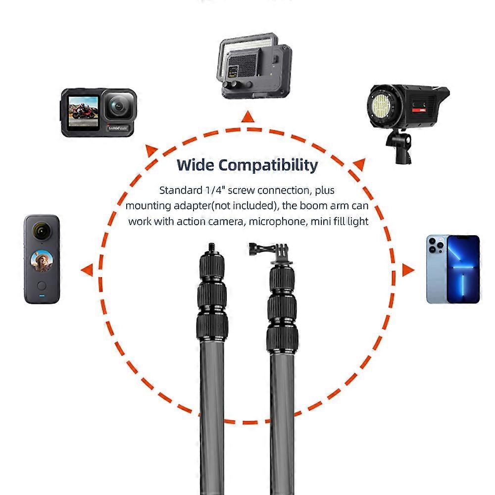 Handheld Microphone Boom Arm 4-Section Extendable Mic Arm Carbon Fiber ...