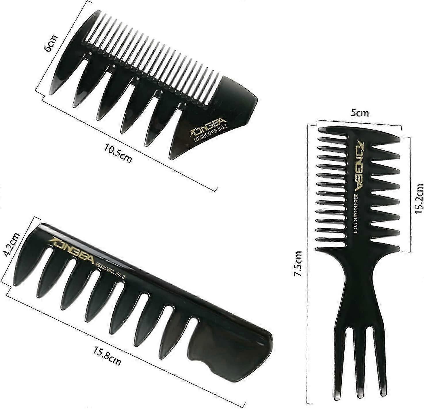 3Pcs Mens Styling Comb, Men Wide Tooth Comb Black Hair Comb Pompadour ...