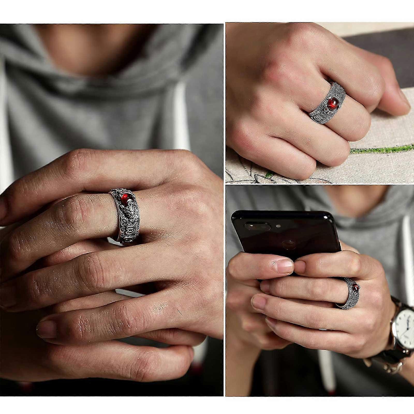 Pixiu Buddhist Heart Sutra Ring Feng Shui Ring Opening Adjustable ...