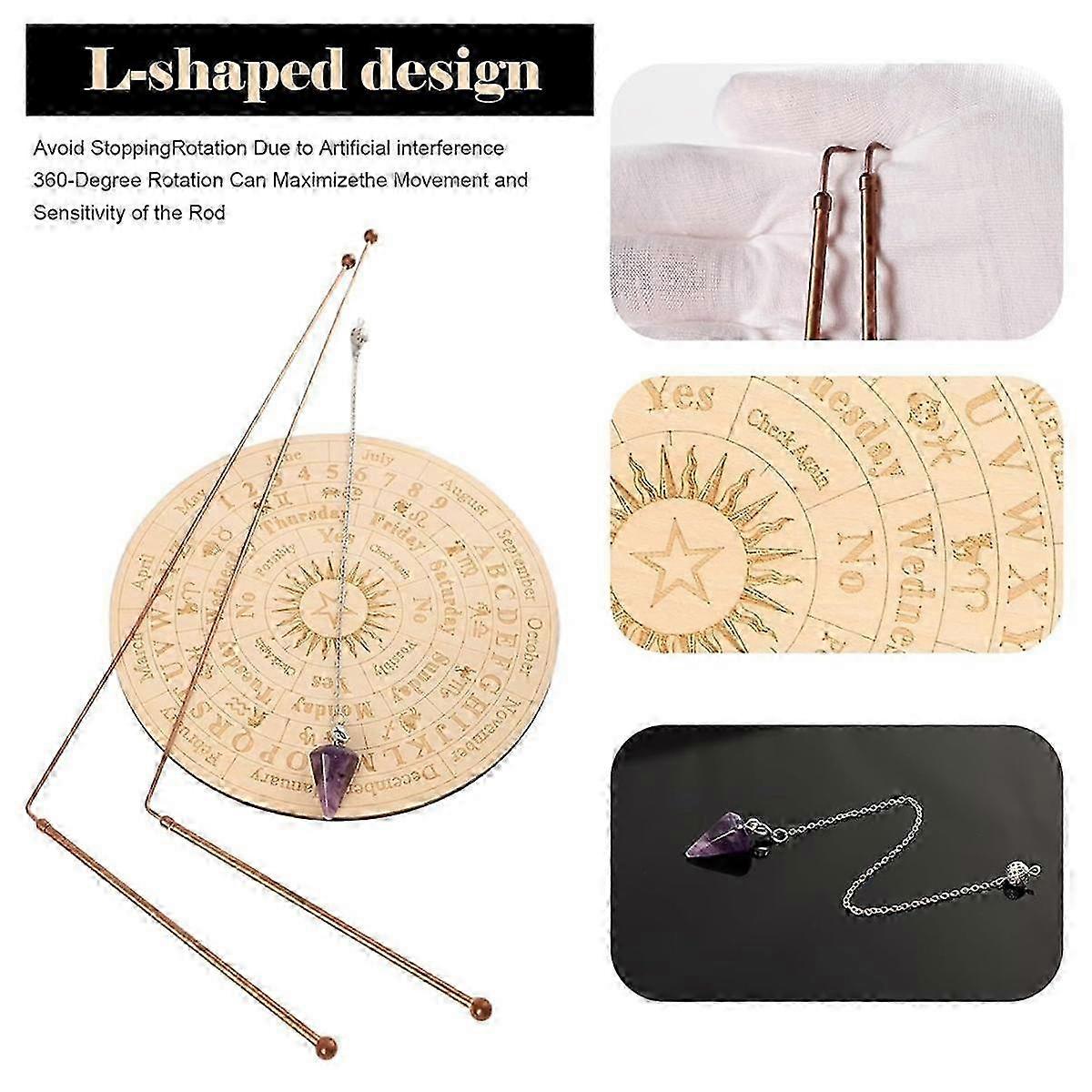 Copper Dowsing Rods Spiritual and Divining Pendulum Board Mat Kit for ...