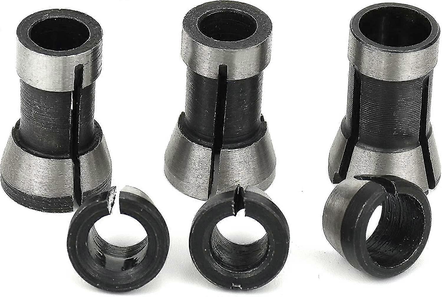 6pcs Milling Chuck, 6mm 6.35mm 8mm Collet Trimmer Chuck, Wood Router ...