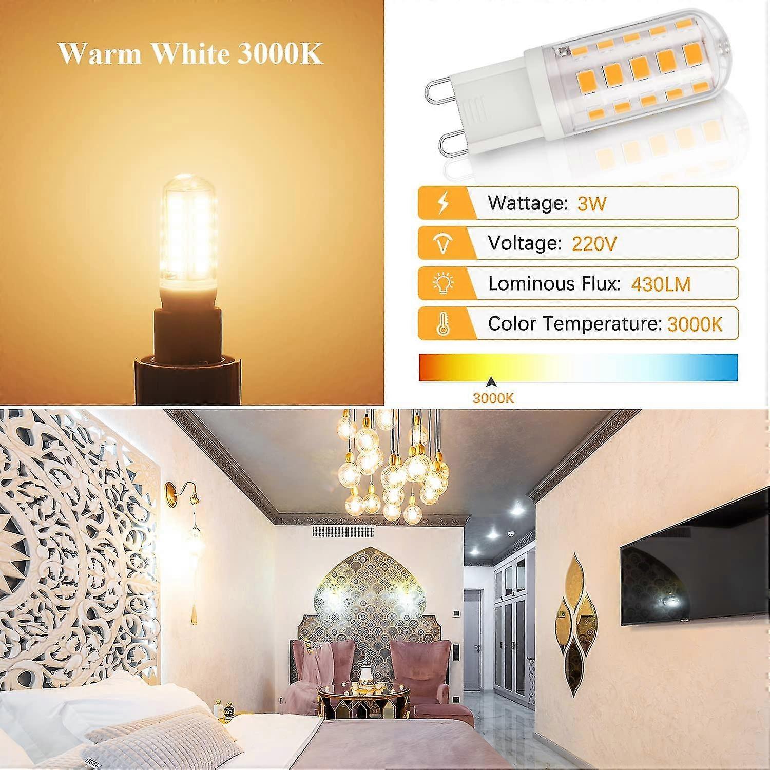 Led Light Warm White 3000k Led Bulb 30w-40w Halogen Lamp Set Of 6 ...