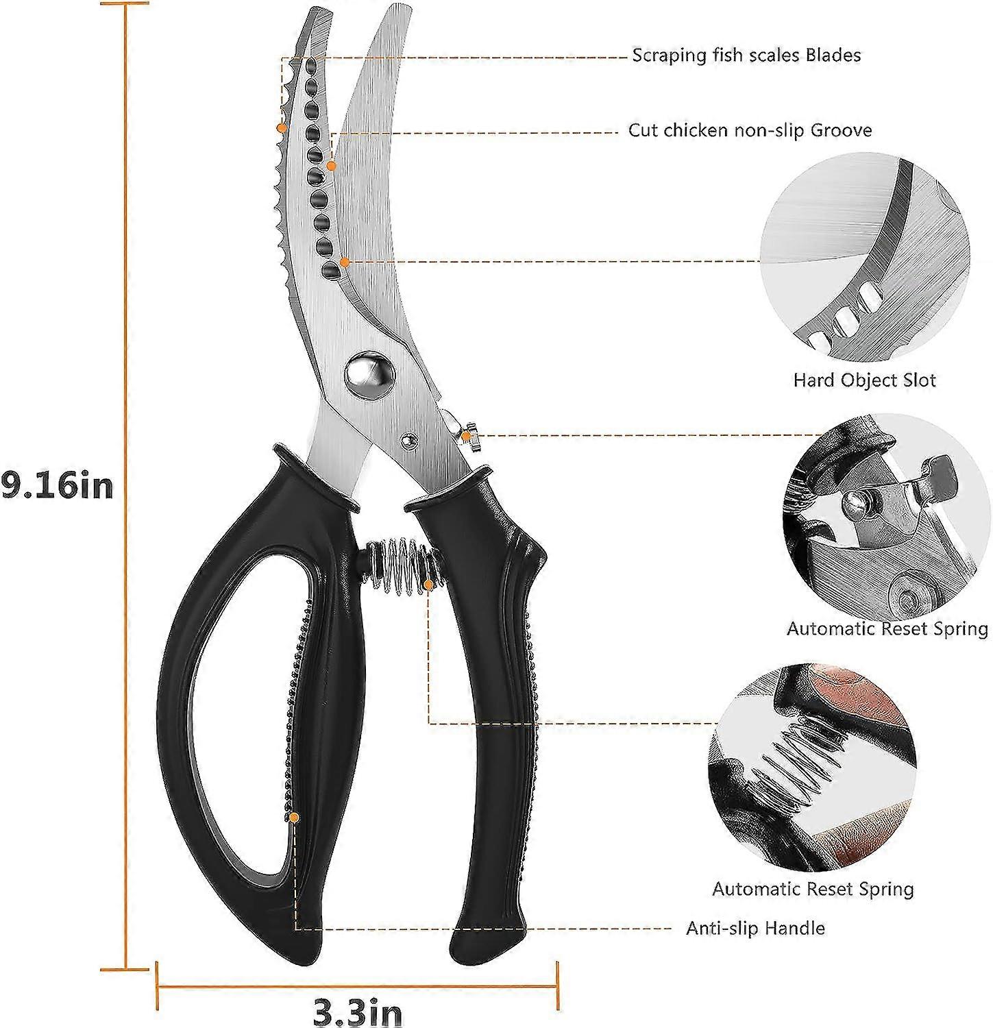 Heavy Duty Poultry Shears - Kitchen Scissors for Cutting Chicken ...
