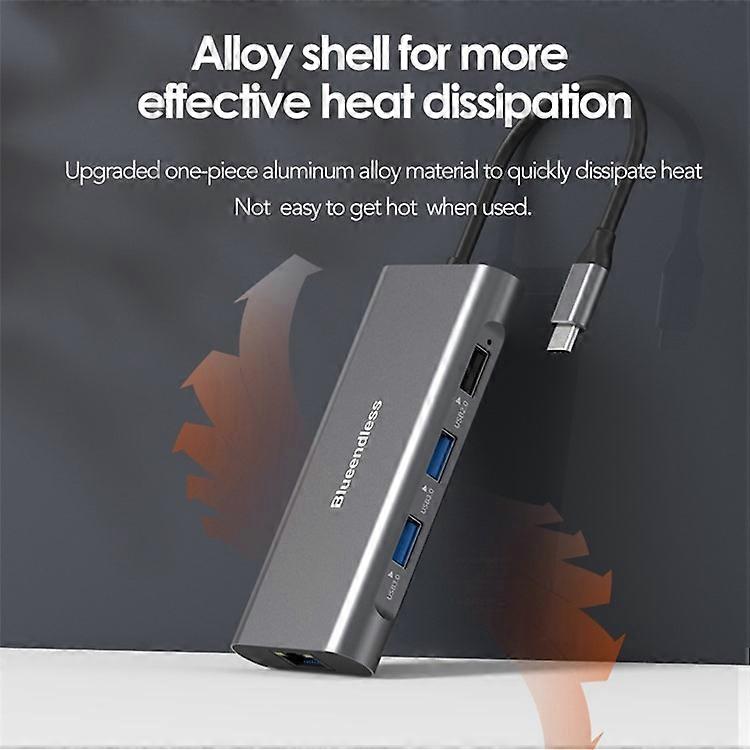 BLUEENDLESS HC801 4K Type-C Hub 8-in-1 Multiport PC Laptop USB 3.0 ...