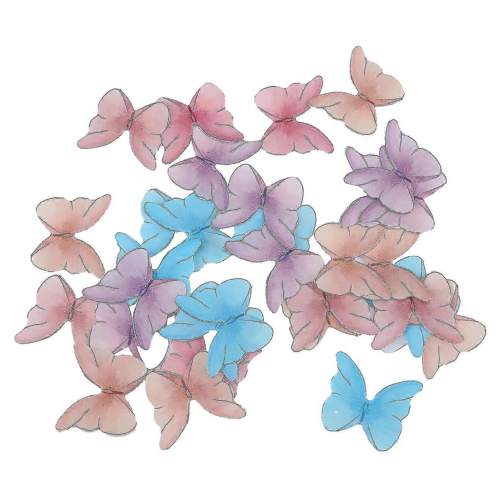 48PCS Edible Butterfly Wafer Paper 3D Colorful Cake Realistic Butterfly ...