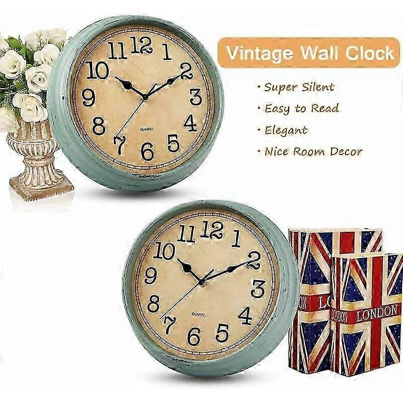 Vintage Quartz Wall Clock 30cm Silent Non Ticking Large Numbers & HD ...