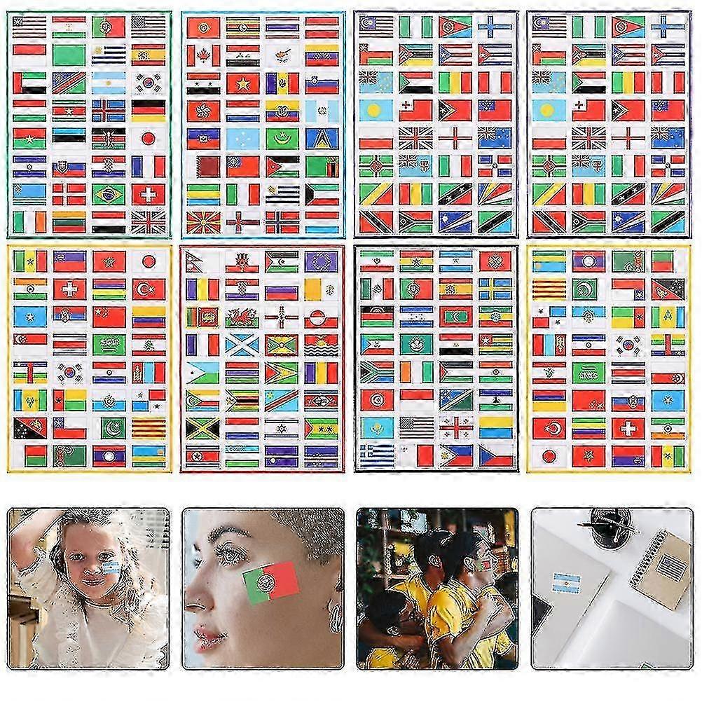 8 Sheets Of Adhesive World Flag Stickers Cheering Flag Stickers Novelty ...