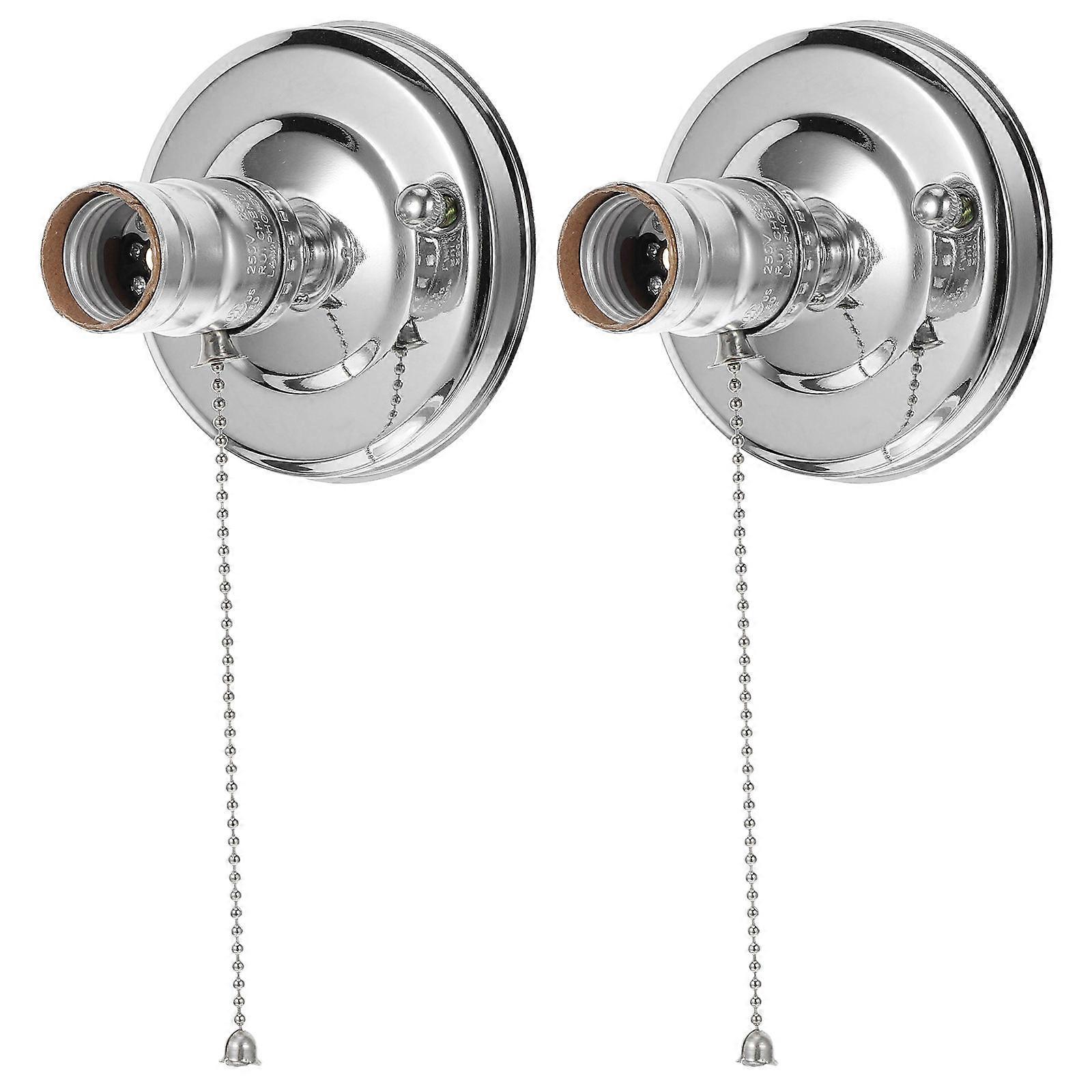 Vintage Pull Chain Lamp Socket 2Pcs E27 Screw Lamp Holder for Ceiling ...