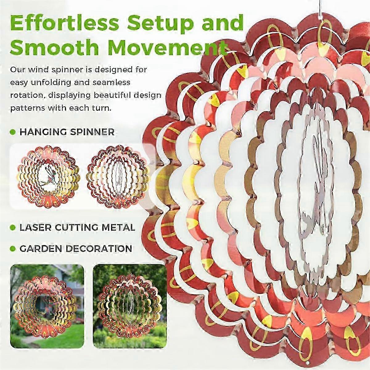 2PCS Wind Spinner 12in - 3D Stainless Steel Sculpture Wind Spinners ...